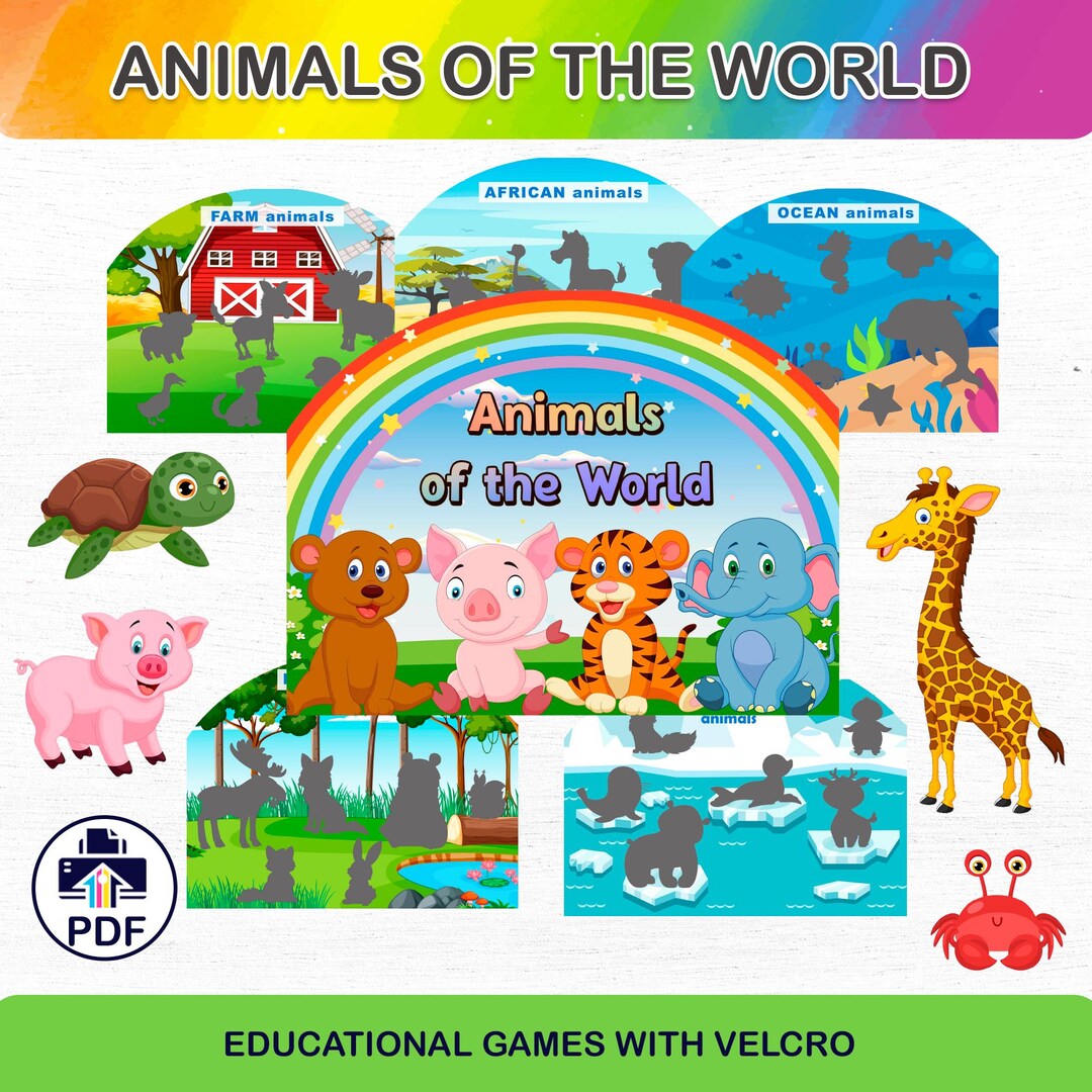 Interactive Animal of the World Velcro Activity Book Printable Learning ...