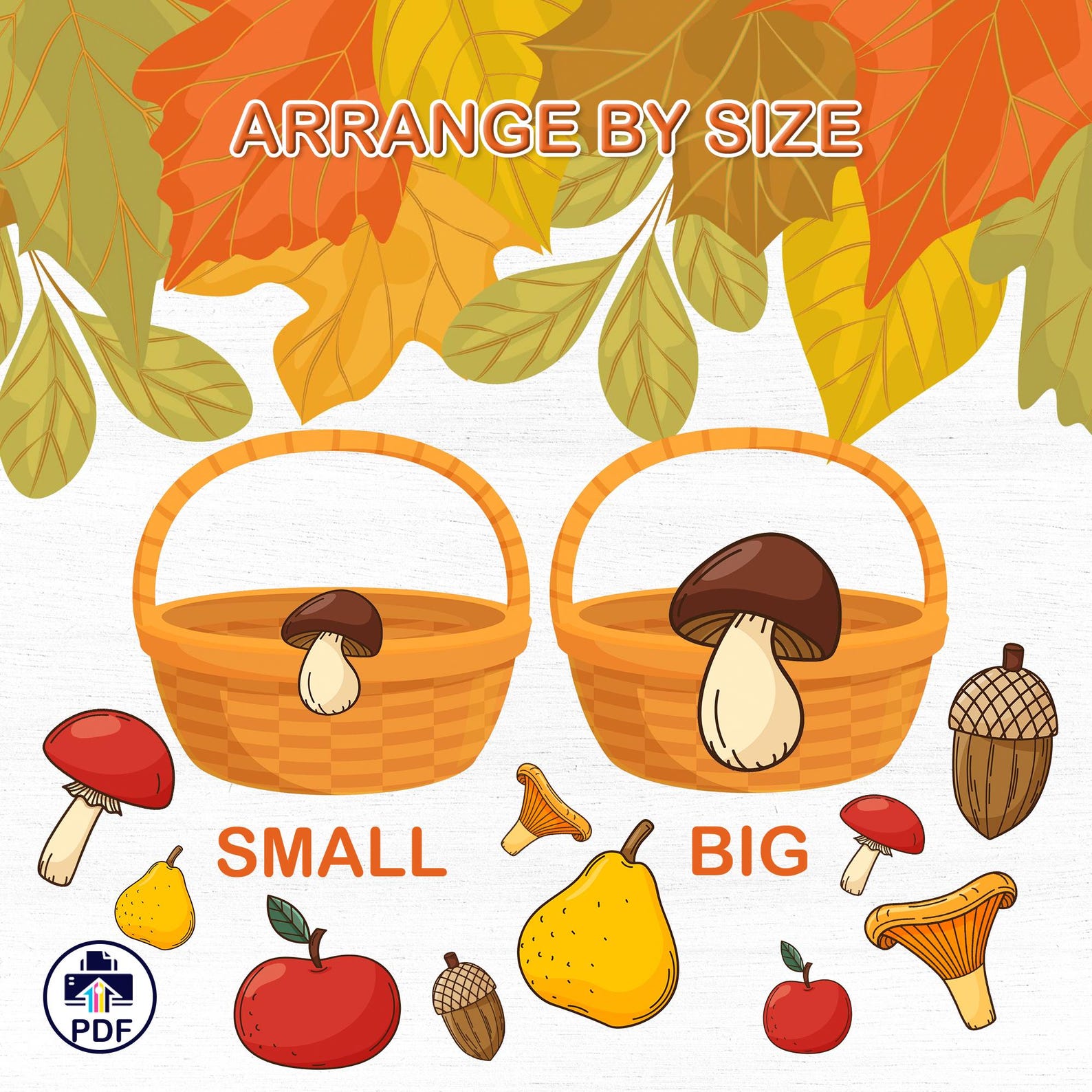 Printable Sorting Game: Sort by Size Fun Activity Seasonal Educational ...