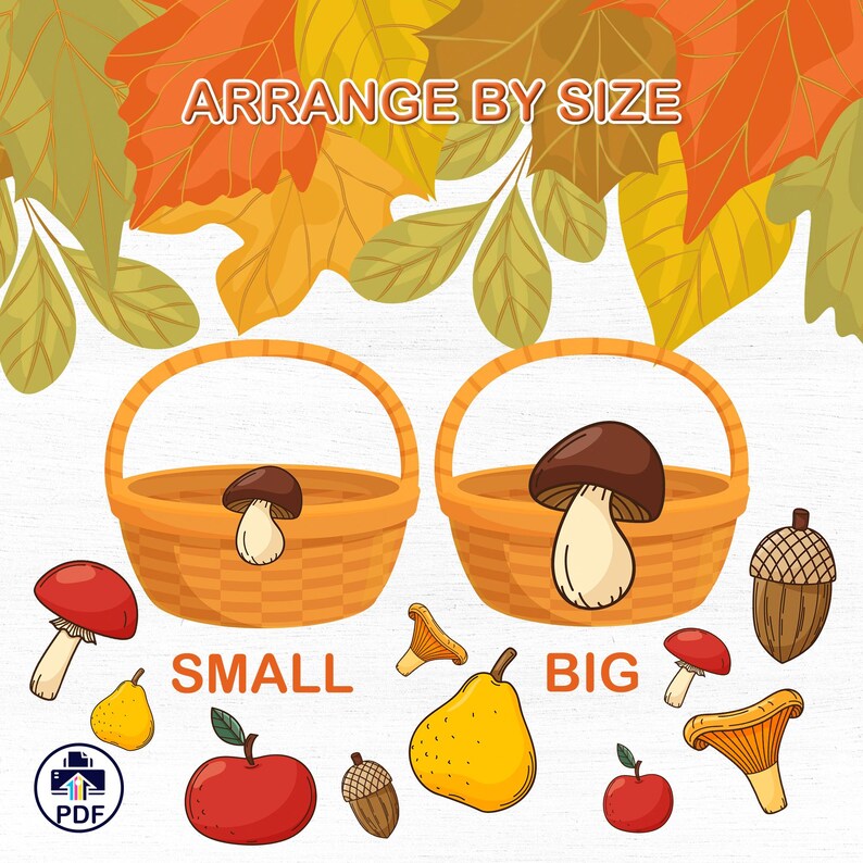 Printable Sorting Game: Sort by Size Fun Activity Seasonal Educational ...