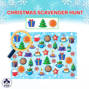 Christmas Scavenger Hunt Game With Paper Magnifying Glass Printable ...