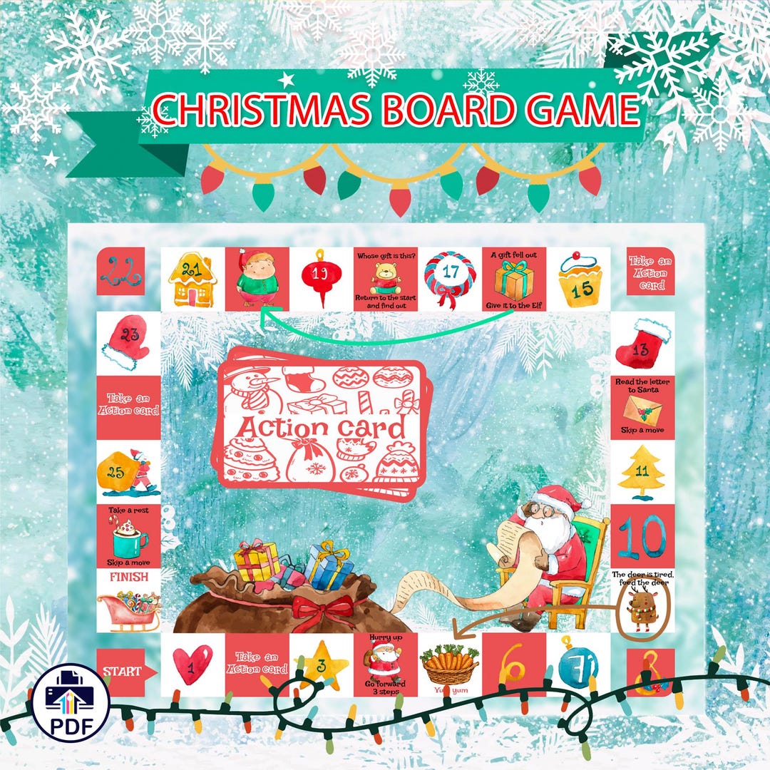 Christmas Fun Board Game Printable Holiday Game for Kids PDF File - Etsy