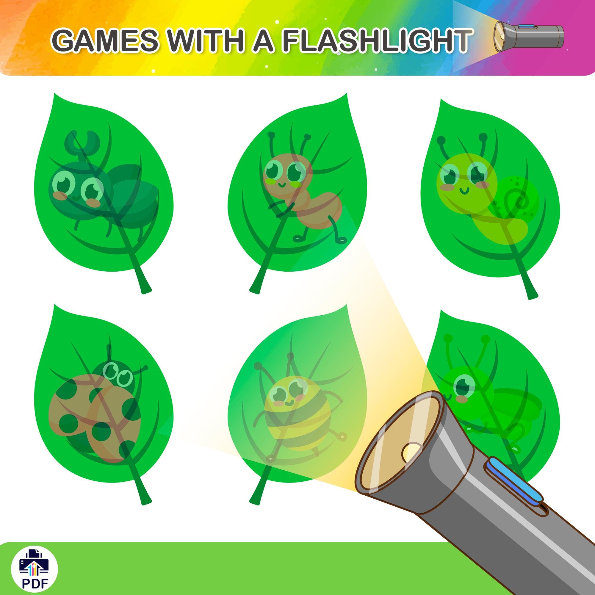 Flashlight Insect Game: Printable Kids Educational Sensory Activity ...