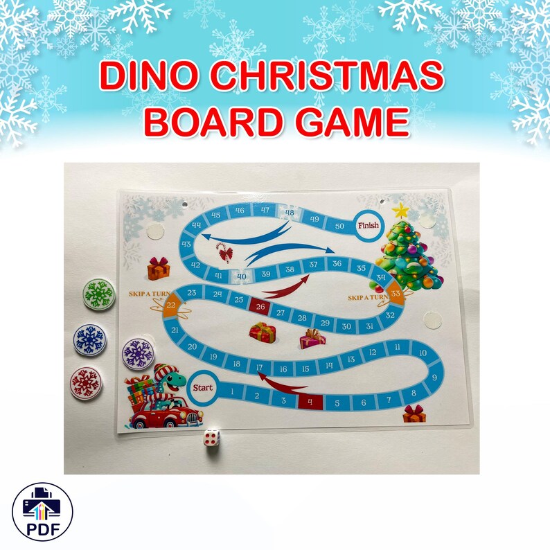 Dino Christmas Board Game | PDF Printable Christmas Game for Kids ...