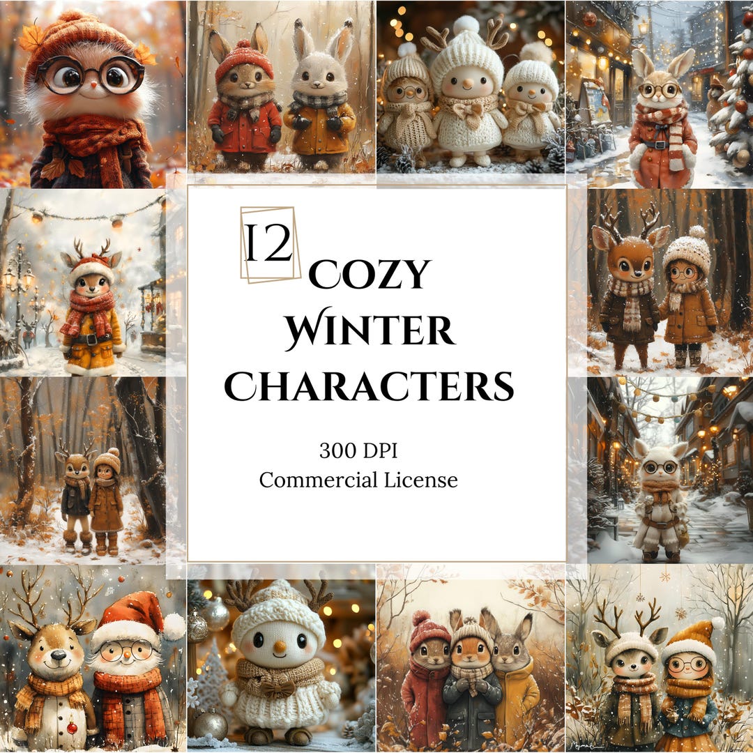 Cozy Winter Clipart, Cozy Winter Character Clipart, Cozy Season Winter ...