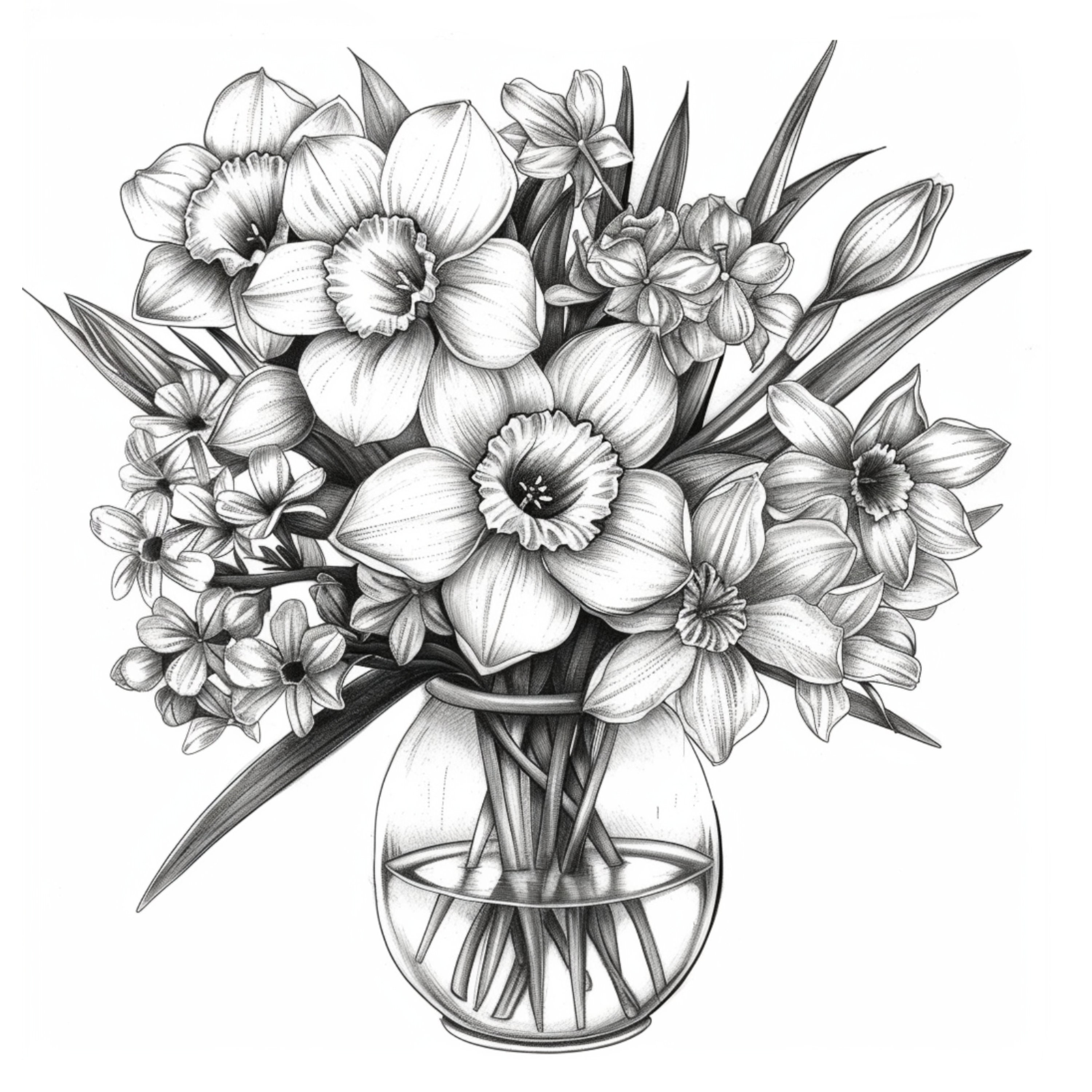 68 Spring Flowers Coloring Book for Adults Printable Coloring Pages - Etsy