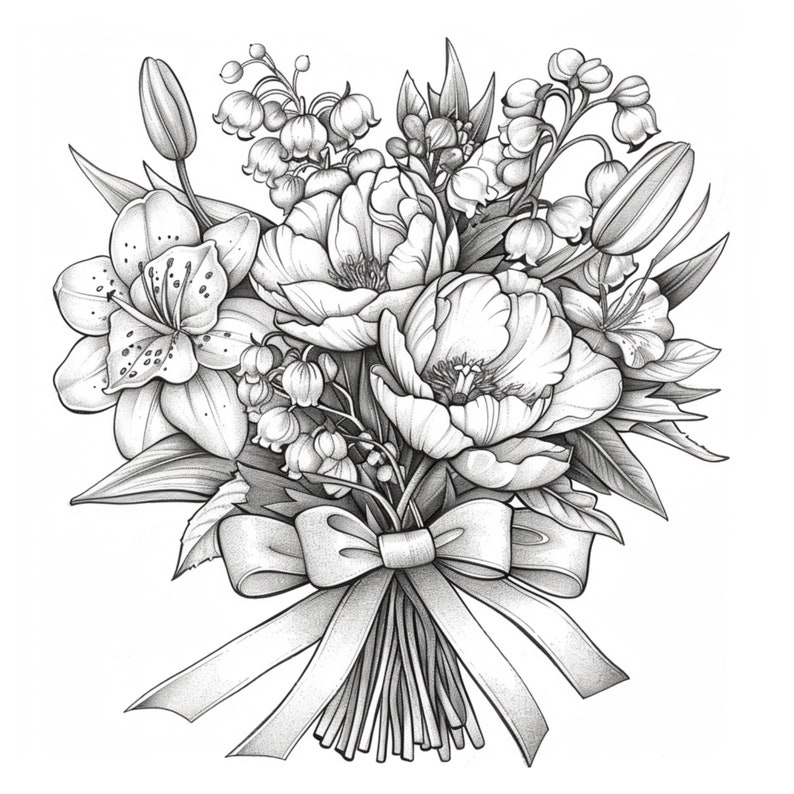 68 Spring Flowers Coloring Book for Adults Printable Coloring Pages - Etsy