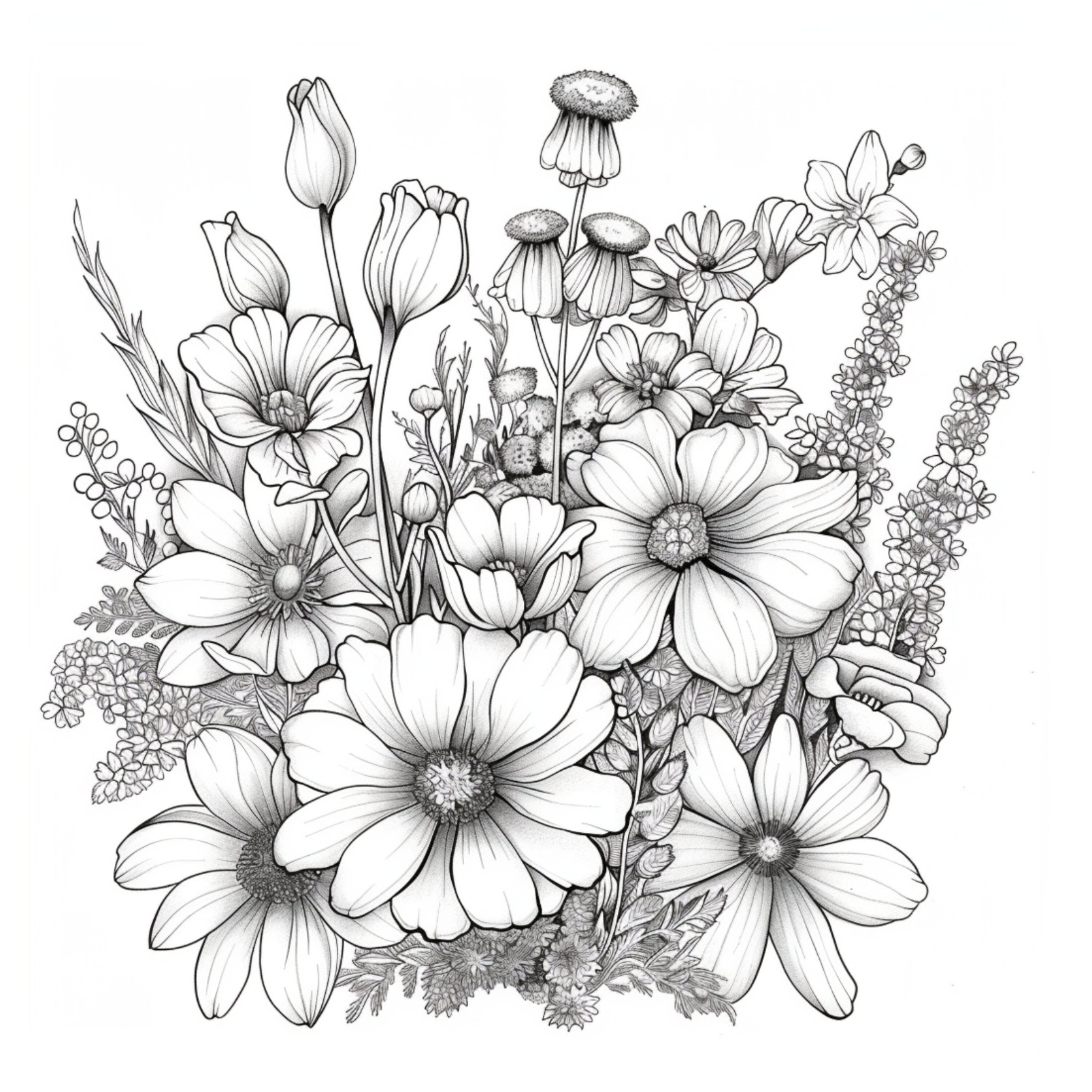 68 Spring Flowers Coloring Book for Adults Printable Coloring Pages - Etsy