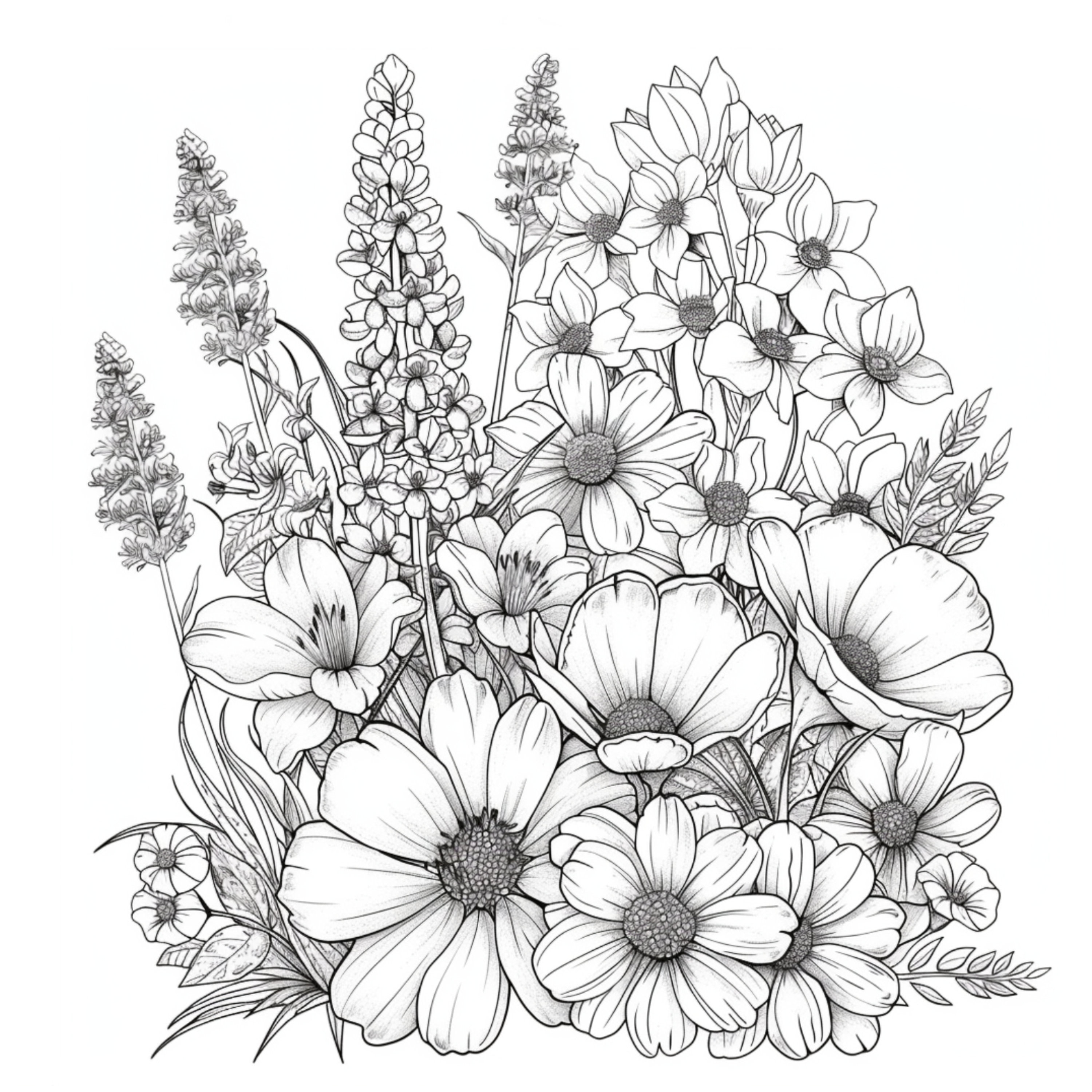 10 Spring Flower Clusters Coloring for Grownups Digital Downloads - Etsy