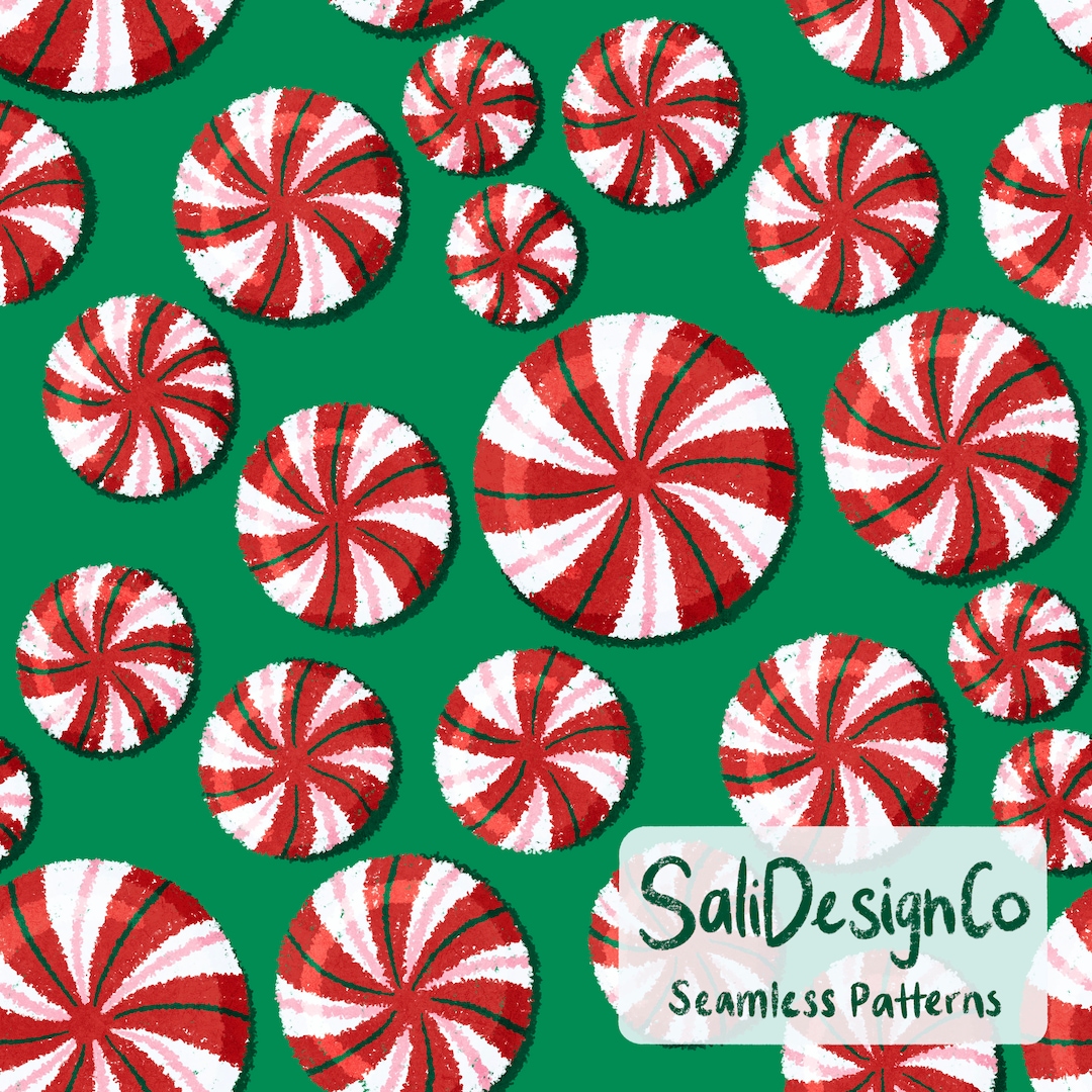 Peppermint Pattern Holiday Digital Paper Printable Scrapbook Pattern ...
