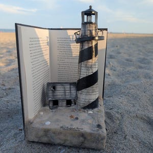 Eerie and Haunted Abandoned Lighthouse Book Sculpture | One-of-a-kind ...