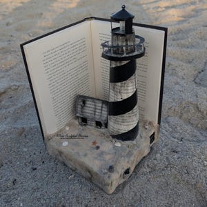 Eerie and Haunted Abandoned Lighthouse Book Sculpture | One-of-a-kind ...