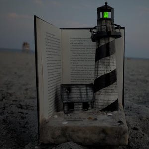 Eerie and Haunted Abandoned Lighthouse Book Sculpture | One-of-a-kind ...