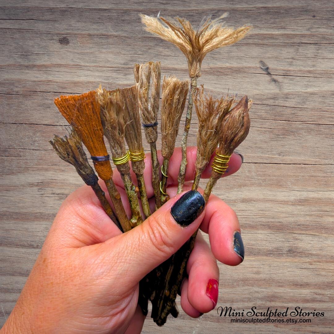 1:12 Scale Miniature Witch Broomsticks | Handmade One of a Kind ...