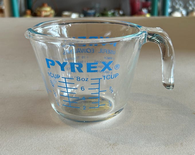 Vintage PYREX Measuring 1 Cup Glass 1000ml 1 Litre Blue Letters #508-0 ...