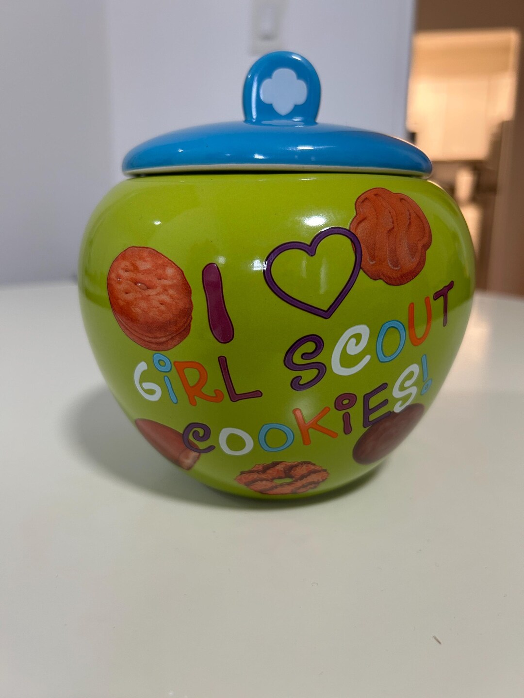 Vintage "i Love Girl Scout Cookies" Cookie Jar GSC 2013 Heart Blue ...