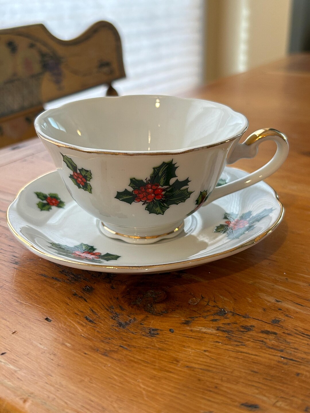 Vintage Lefton China Christmas Holly Cup & Saucer Japan 7950 Original ...