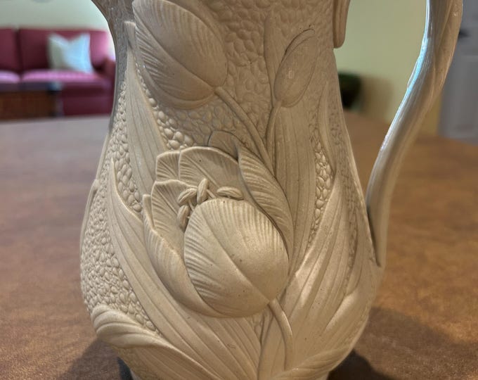 Victorian Relief Molded Tulip Pitcher James Dudson Salt Glaze Stoneware ...