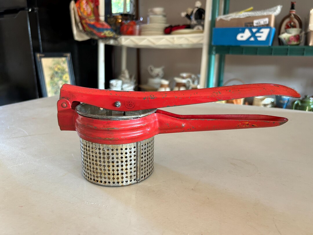 Vintage Kitchen Utensils Potato Masher Red Handle / Mouli Grater France ...