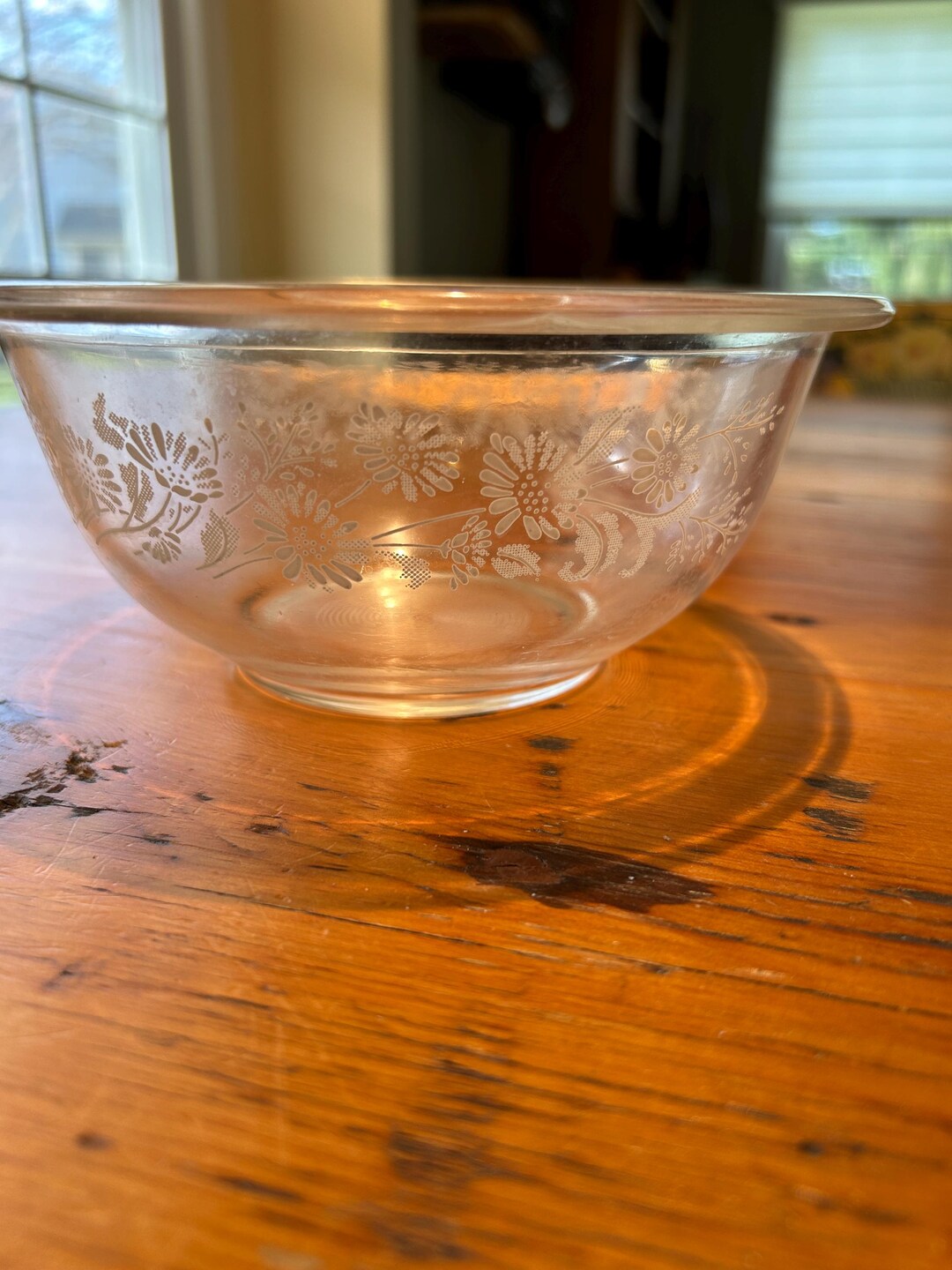Pyrex 322 Colonial Mist White Floral on Clear Glass Mixing Bowl 1 Liter ...