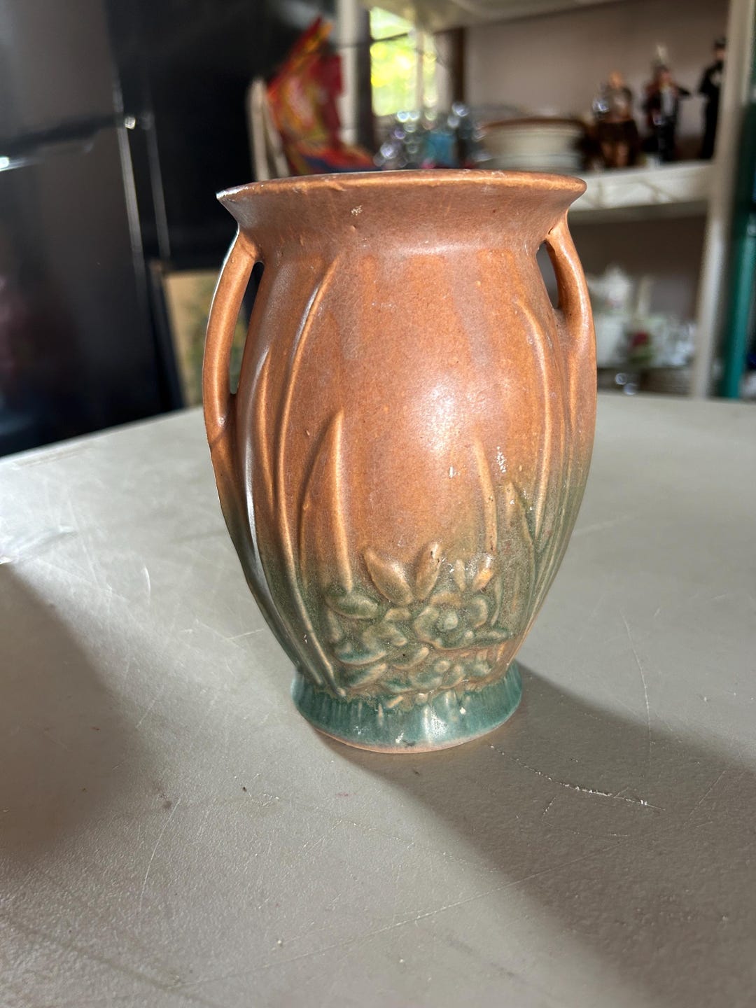 Vintage Nelson Mccoy Pottery Vase Brown Green Leaves 1920-30s - Etsy