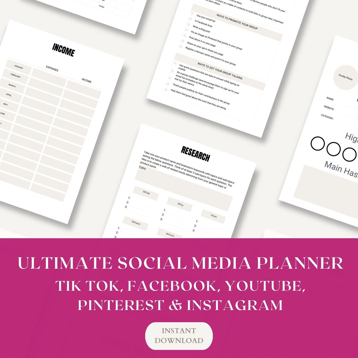 Ultimate Social Media Planner, Content Calendar, Strategy Organizer ...