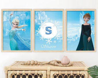 Set of 3 Custom Frozen Nursery Wall Art Print, Personalized Name Frozen ...