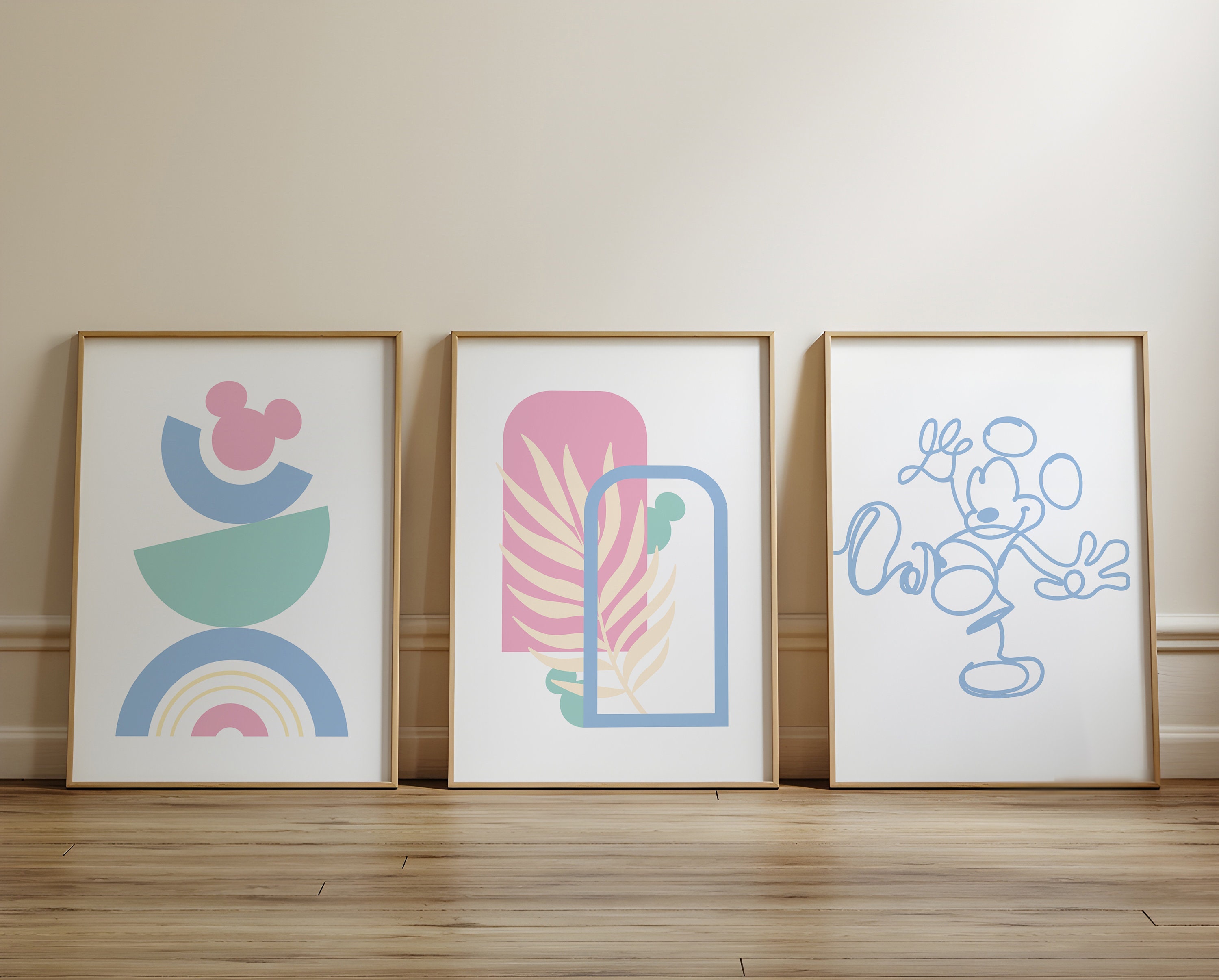 Mickey Mouse Wall Art, Mickey Mouse Art Print Set of 4, Mickey Mouse ...