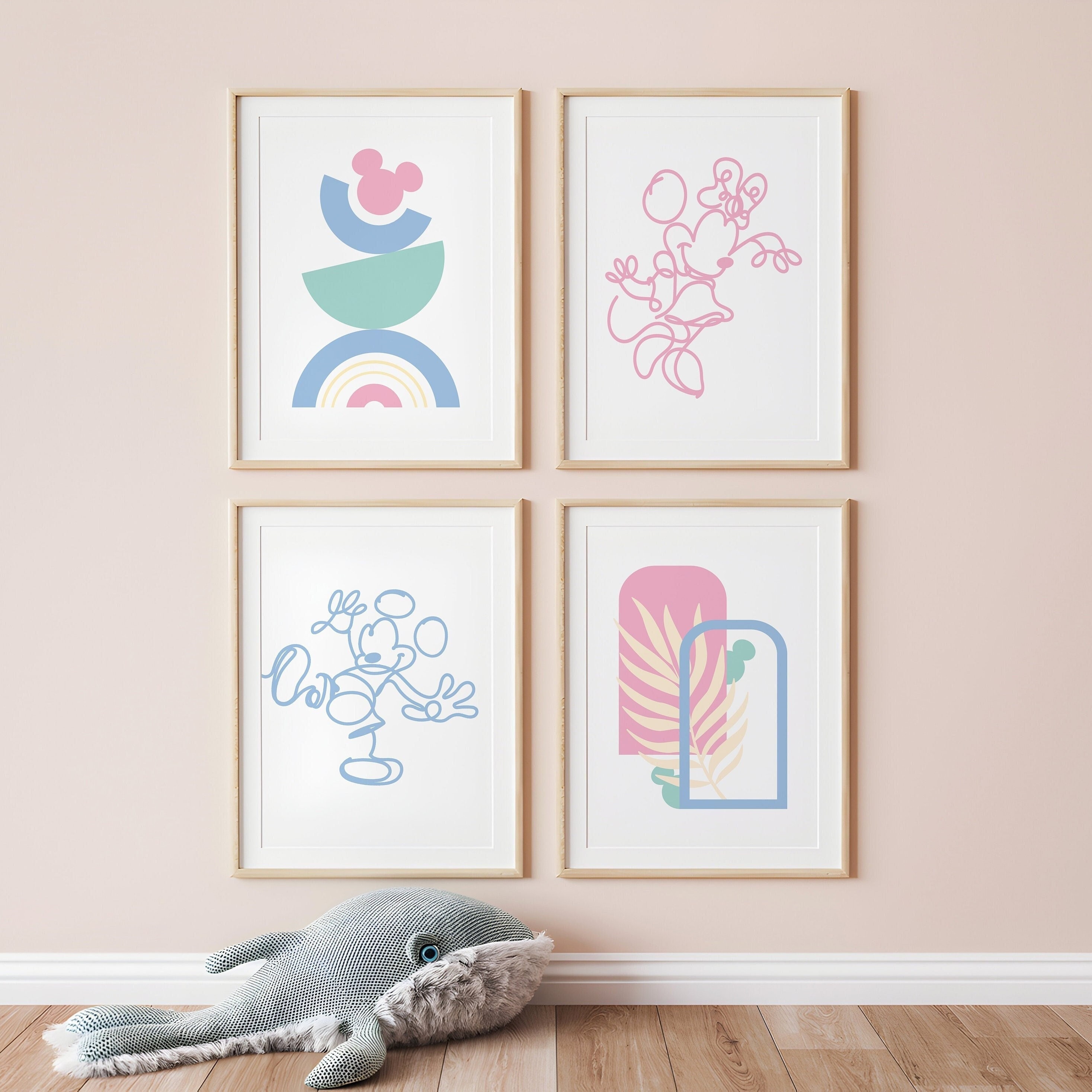 Mickey Mouse Wall Art, Mickey Mouse Art Print Set of 4, Mickey Mouse ...