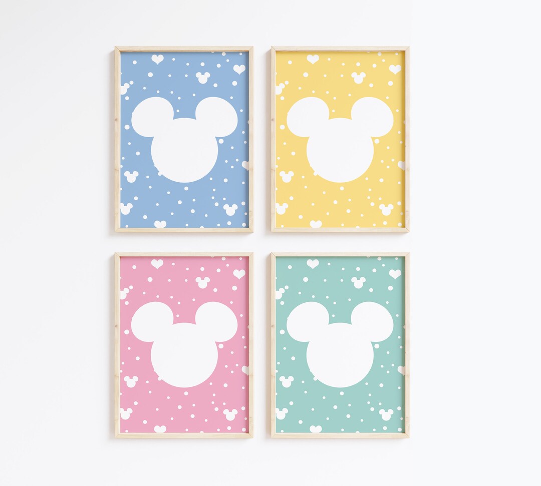 Mickey Wall Art, Mickey Art Print Set of 4, Mickey Abstract Poster ...