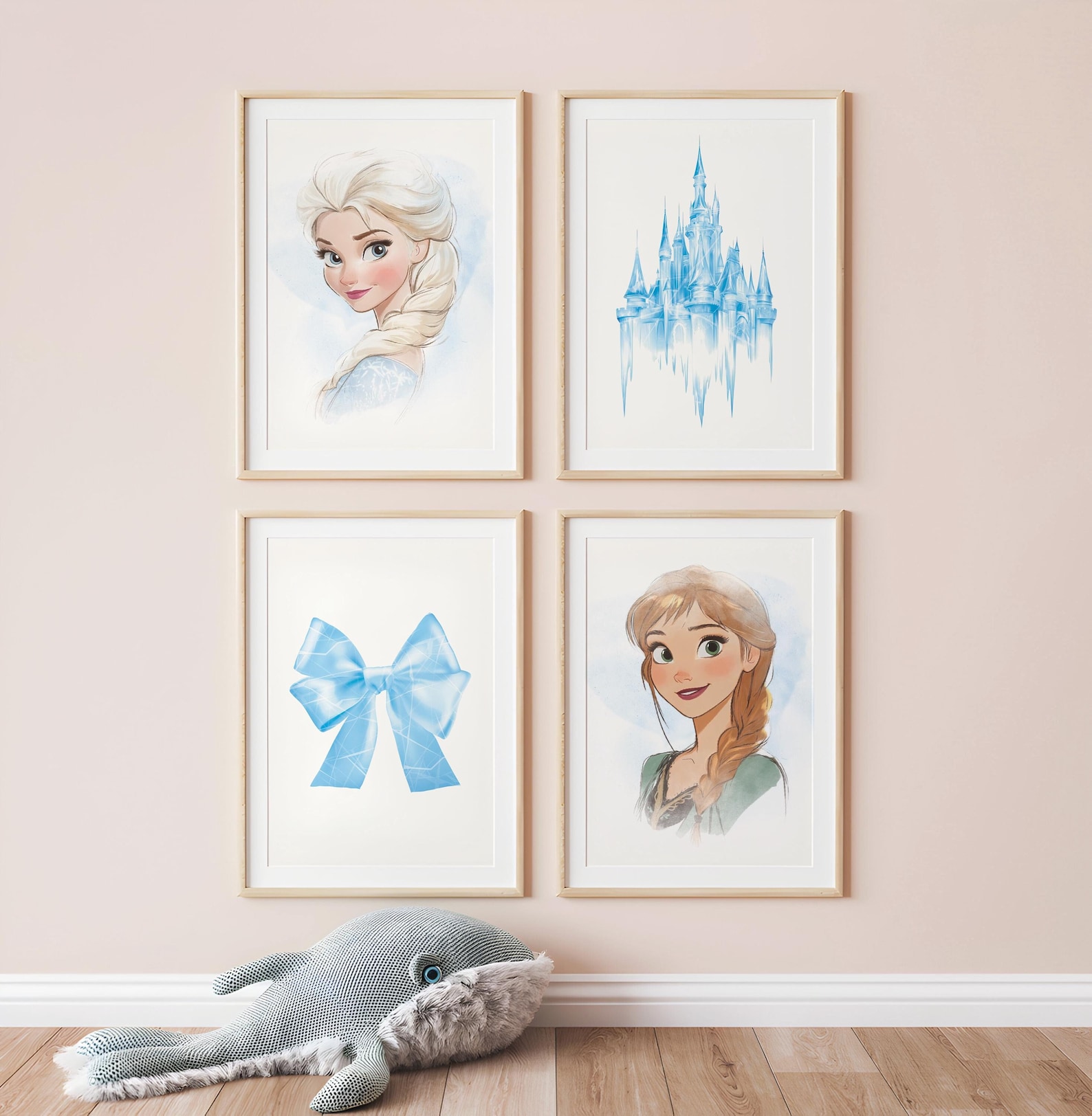 Set of 4 Frozen Wall Art Print, Princess Wall Art, Princess Poster ...