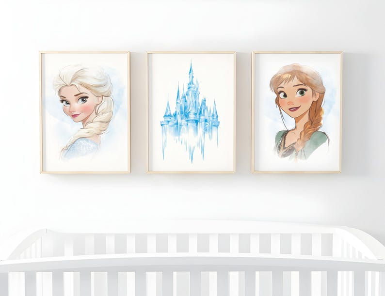 Set of 4 Frozen Wall Art Print, Princess Wall Art, Princess Poster ...