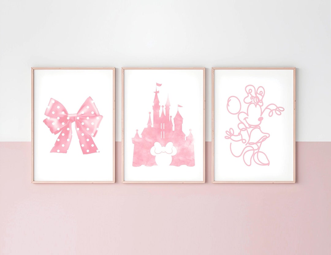 Minnie Mouse Art Set of 3, Minnie Mouse Wall Art, Minnie Mouse Posters ...