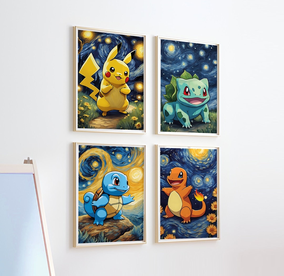 Van Gogh Pokémon Pictures, Pokemon Wall Art, Pikachu, Bulbasaur ...