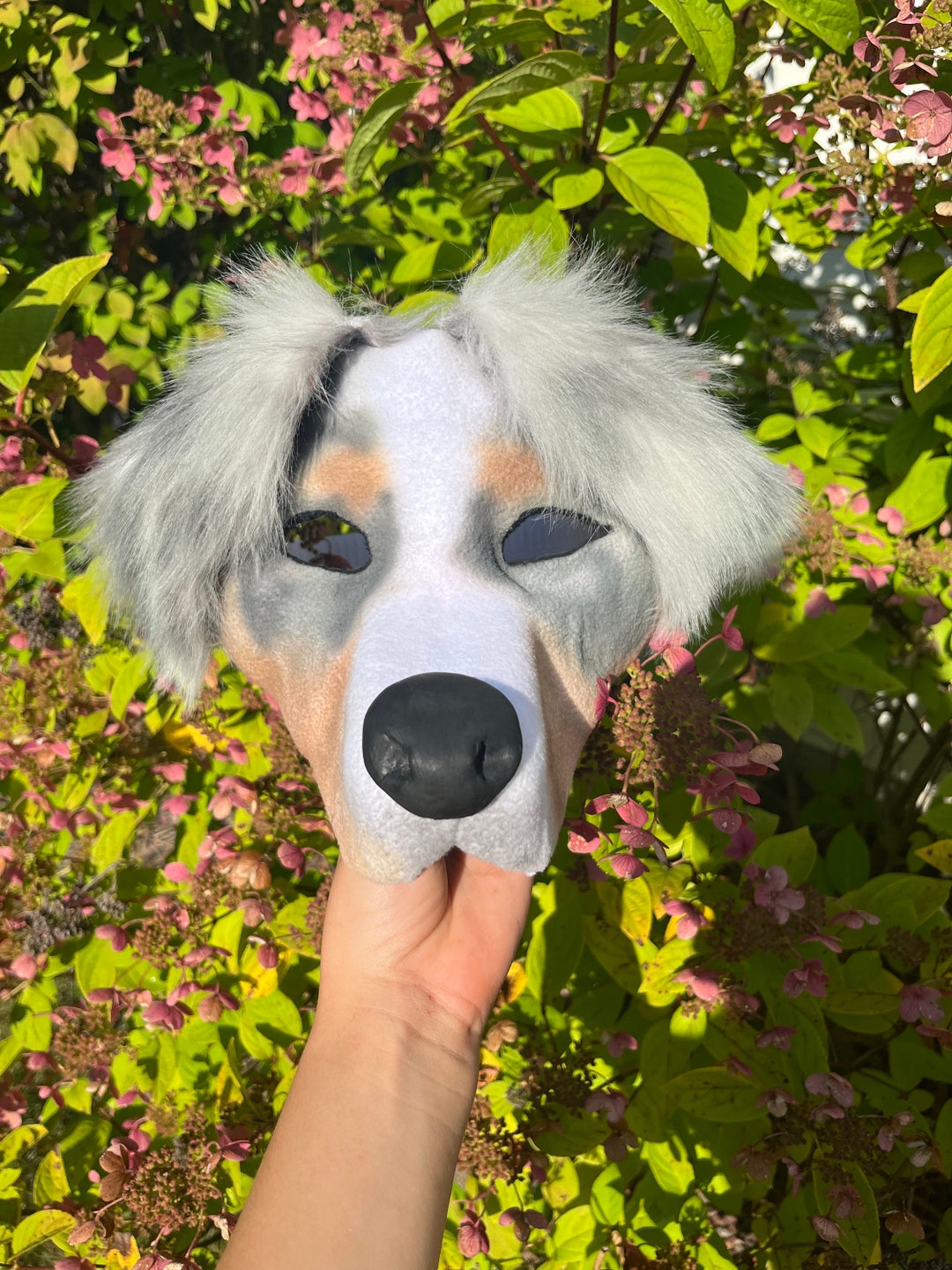 Blue Merle Australian Shepherd Mask Costume Fluffy - Etsy