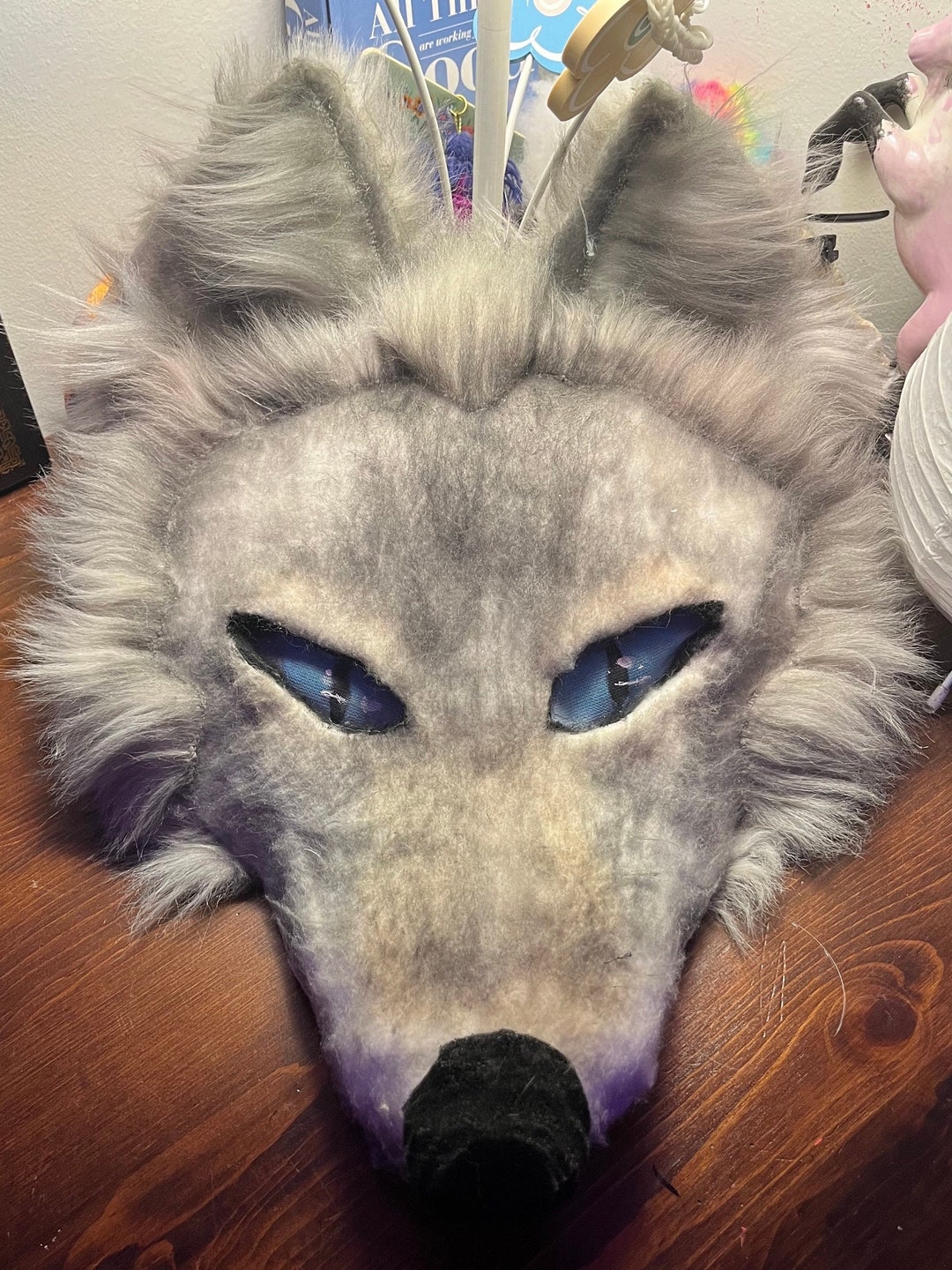 Timber Wolf Therian Mask Airbrushed Fur Realistic - Etsy