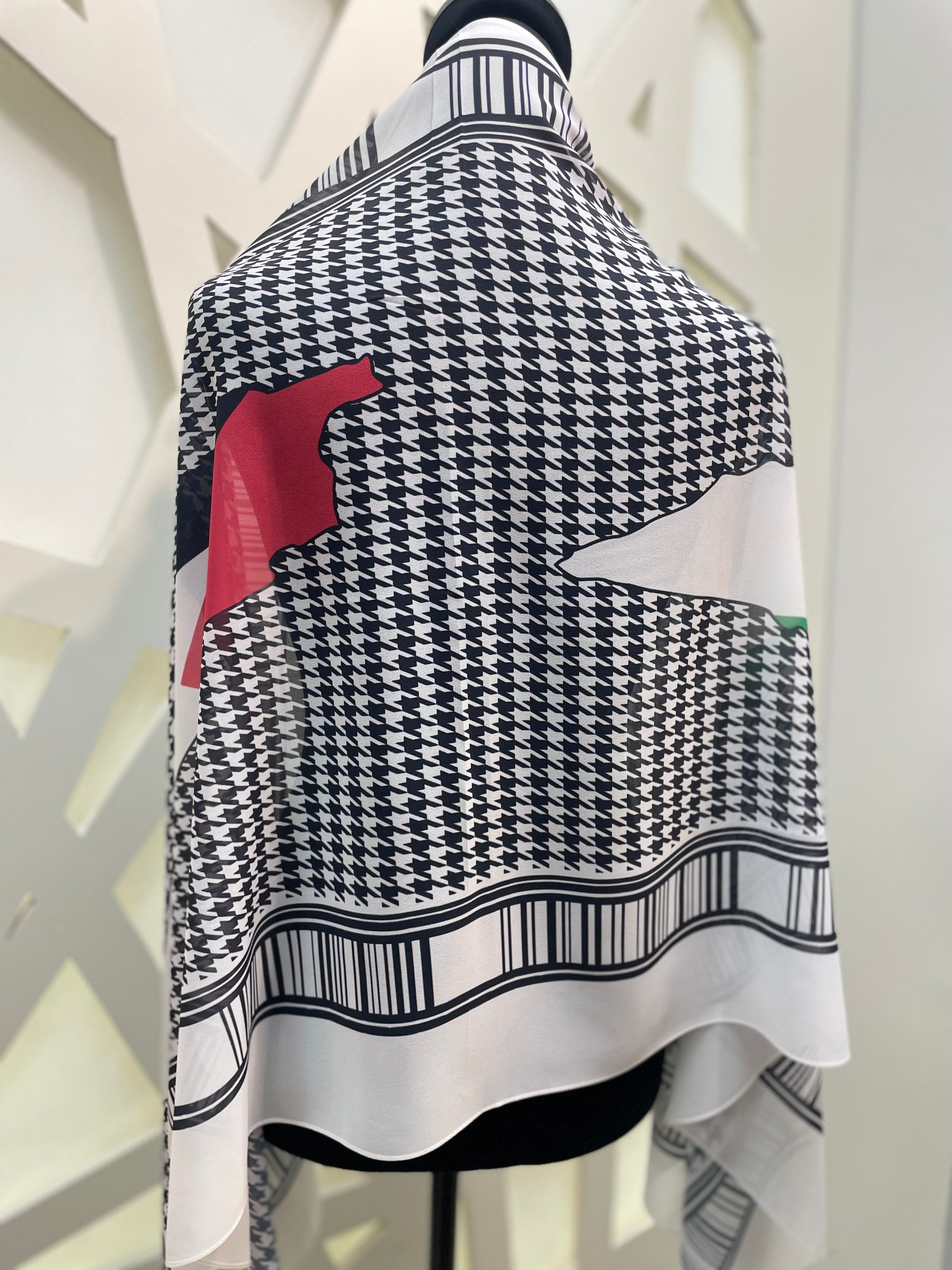 Traditional Palestinian Map Keffiyeh Light Patterned Scarf/ Hijab ...