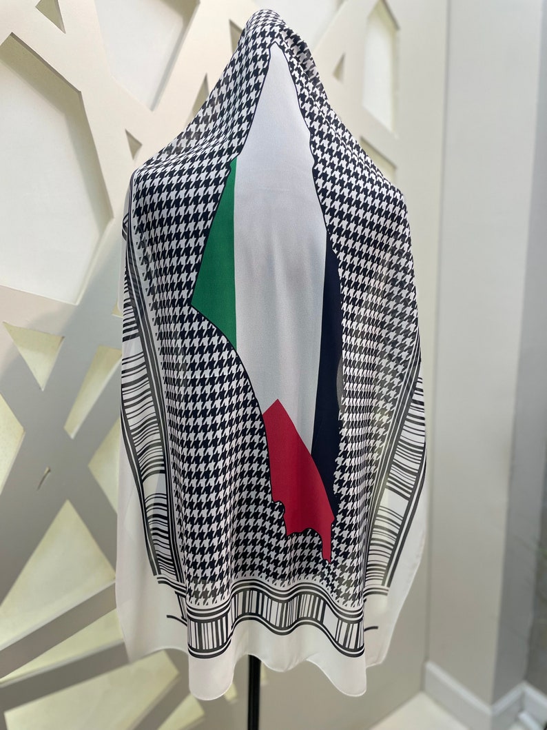 Traditional Palestinian Map Keffiyeh Light Patterned Scarf/ Hijab ...