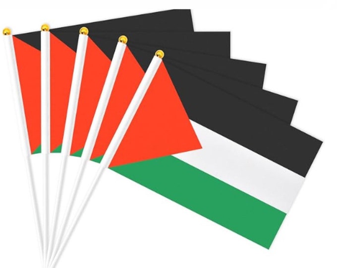 Small Palestine Flag Stick 5'' X 8'' - Handheld Waving Palestinian ...