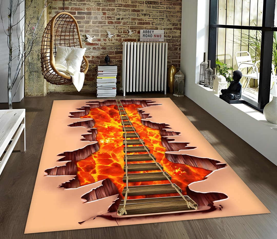 3D Volcanic Magma, Stairs Rug, Lava Rug, Flame Rug, Fire Rug, 3D Design ...