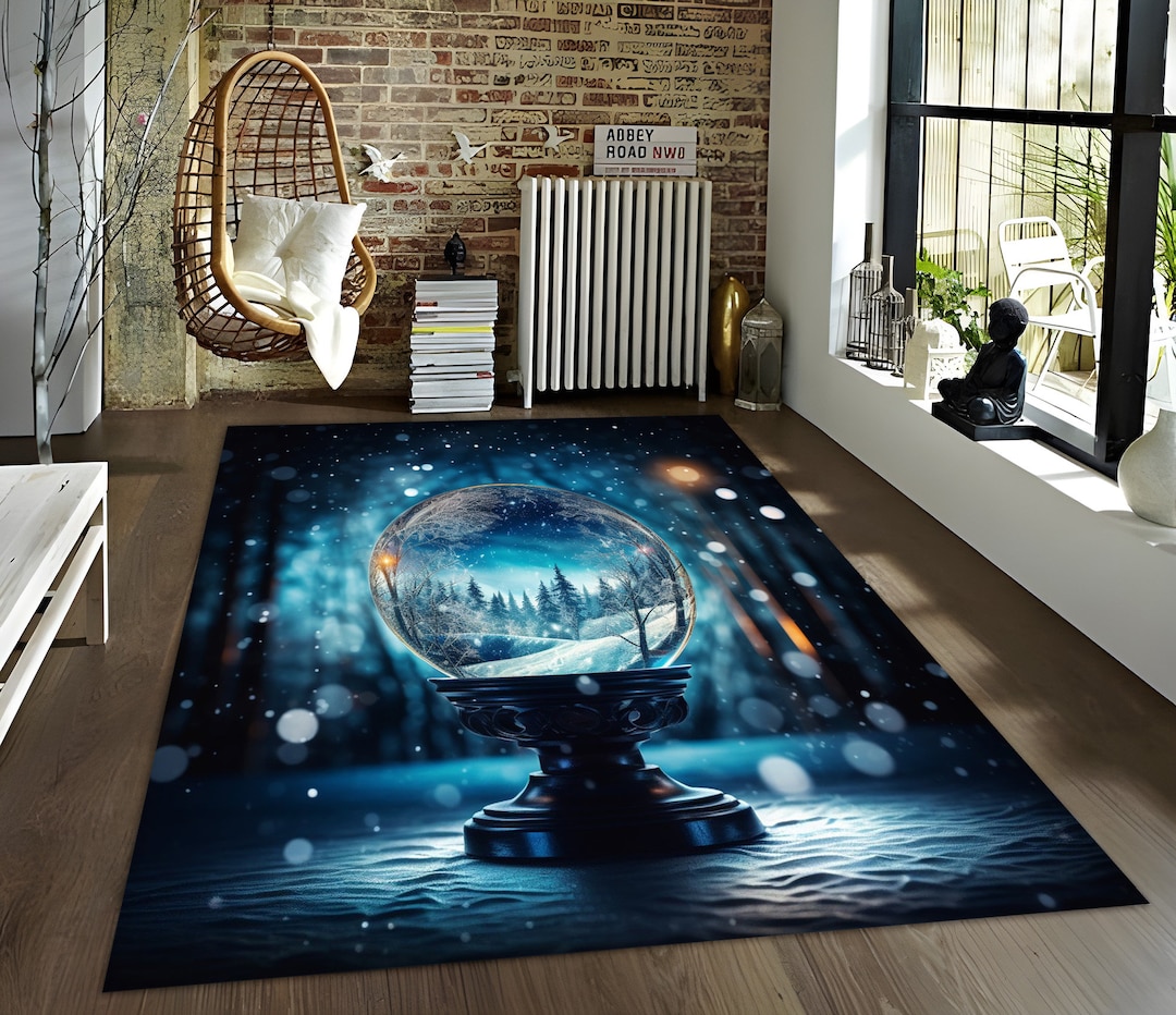 Water Globe Rug Snow Globe Rug Winter Themed Rug Pine Tree - Etsy