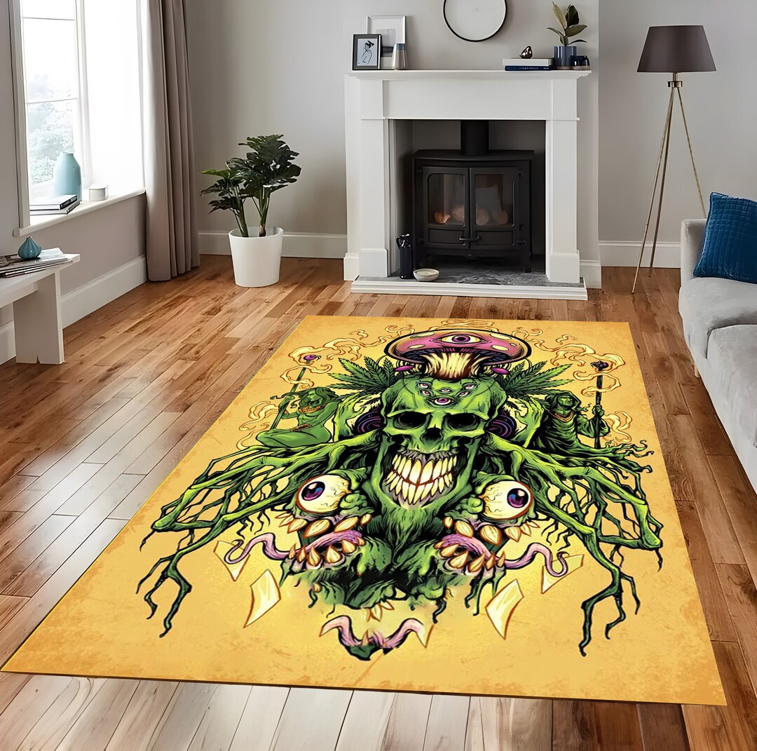 Marijuana Skull Rug, Marijuana, Skull Pattern Rug, One Eye Rug, Evil ...