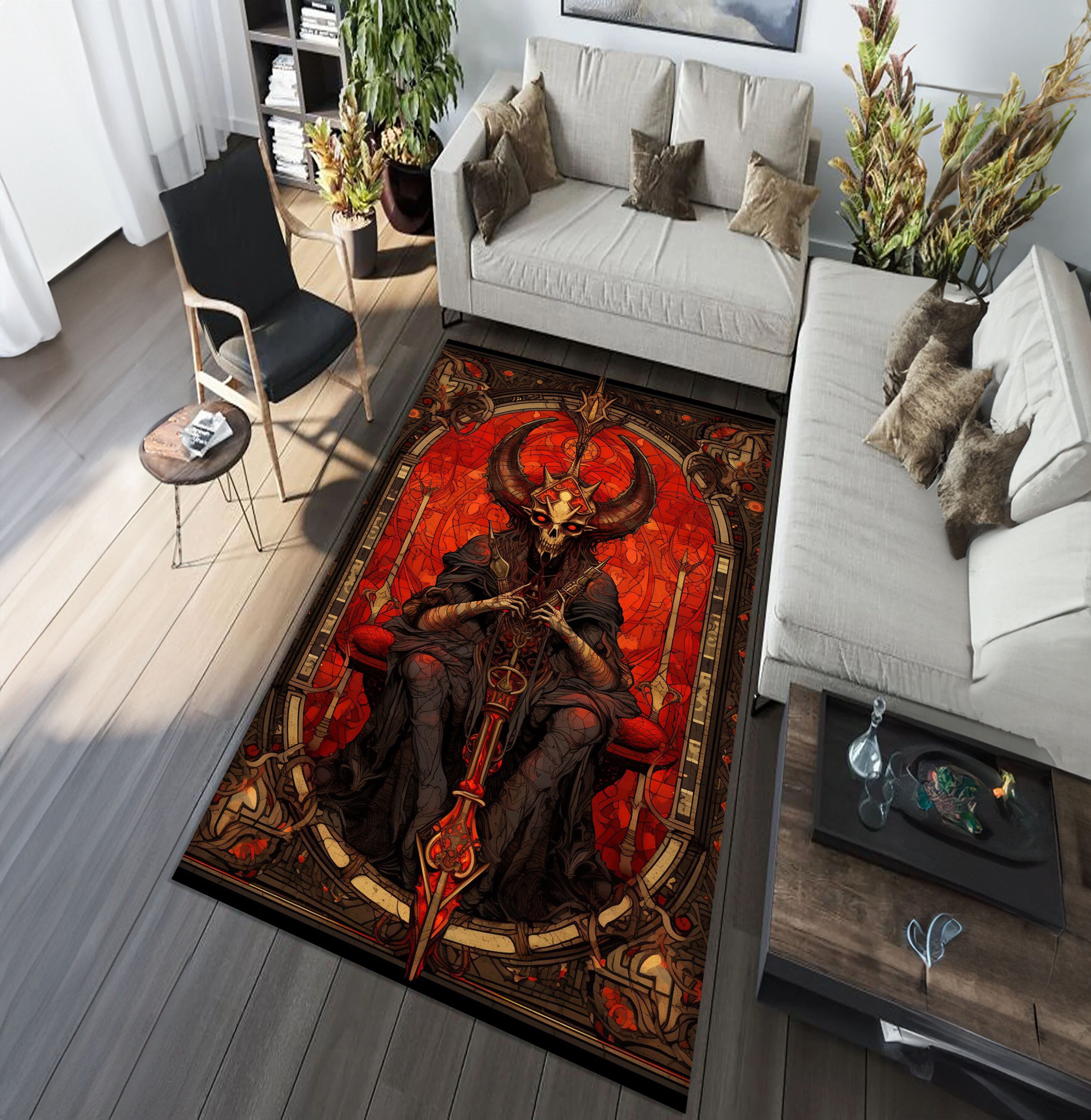 Baphomet Rug, Satan Rug, Satanism Rug, Lucifer Rug, Devil Rug, Ritual ...