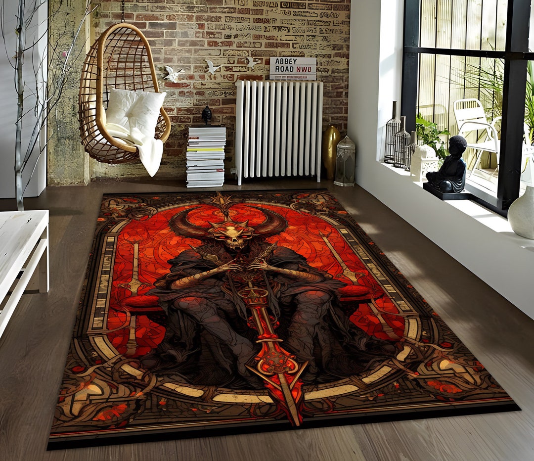 Baphomet Rug, Satan Rug, Satanism Rug, Lucifer Rug, Devil Rug, Ritual ...