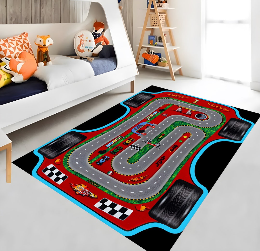 Speed Race Themed Speed Race Rug Game Room Rug Road Themed - Etsy