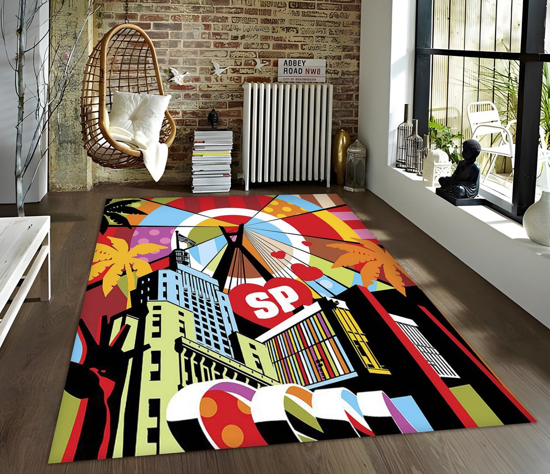 Cityscape Rug, City Themed Rug, View Themed Rug, Living Room Rug, Home ...