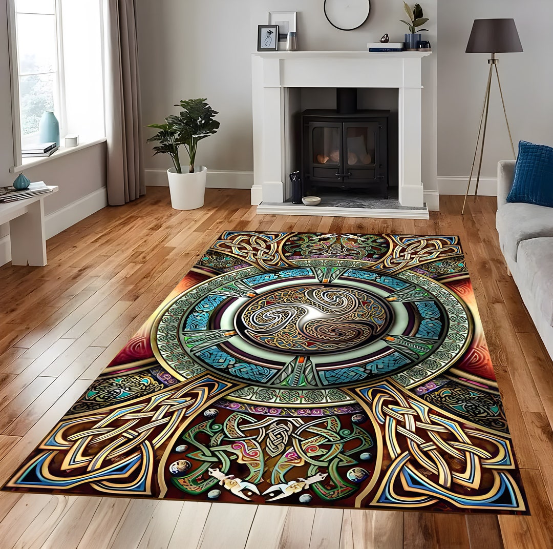 Viking Mythology Rug, Viking Symbol Rug, Shield Rug, Mythology, Elegant ...
