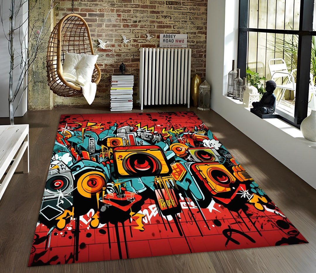 Hip Hop Style, Graffiti Rug, Hiphop Rug , Colorful Rug, Boys Room Rug ...