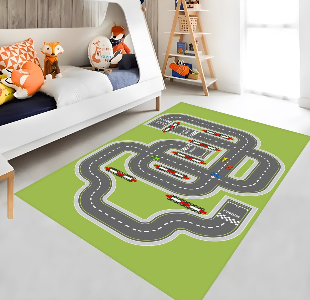 Driving Way Rug, Car Race Themed Rug, Rally Rug, Kids Room Rug, Gift ...