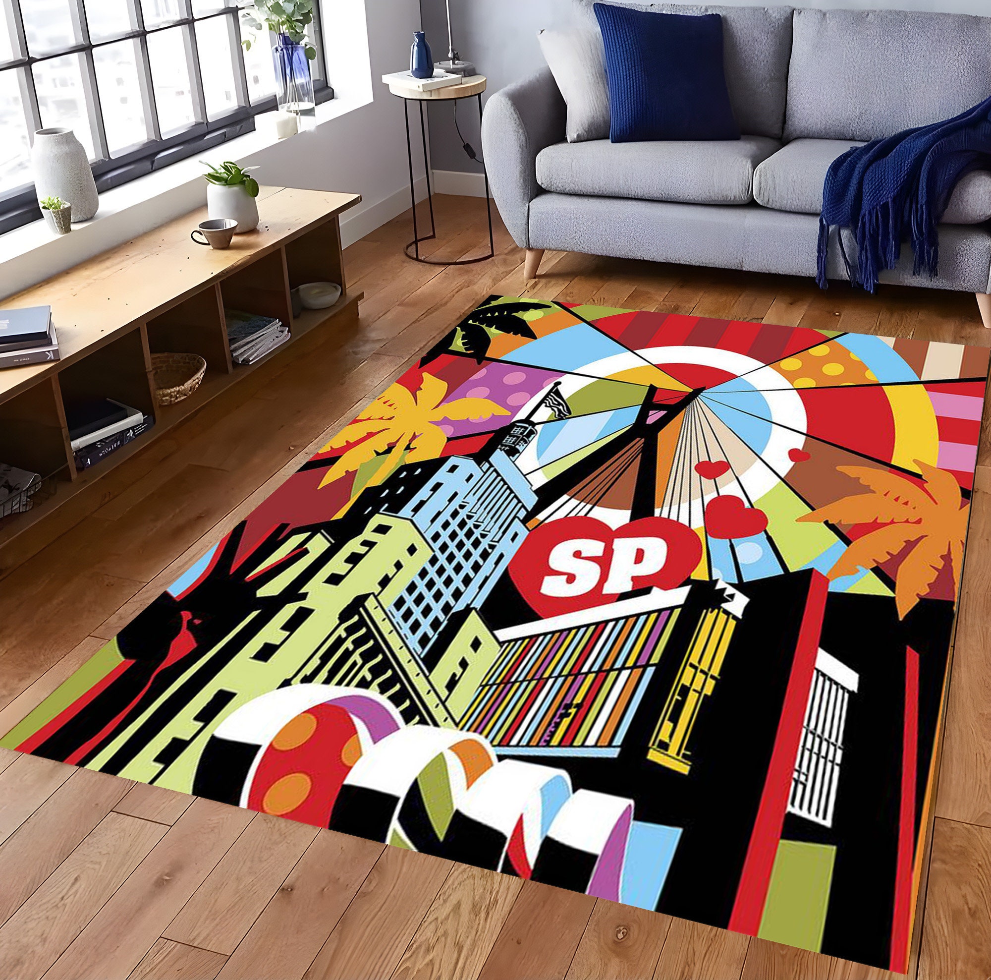Cityscape Rug, City Themed Rug, View Themed Rug, Living Room Rug, Home ...