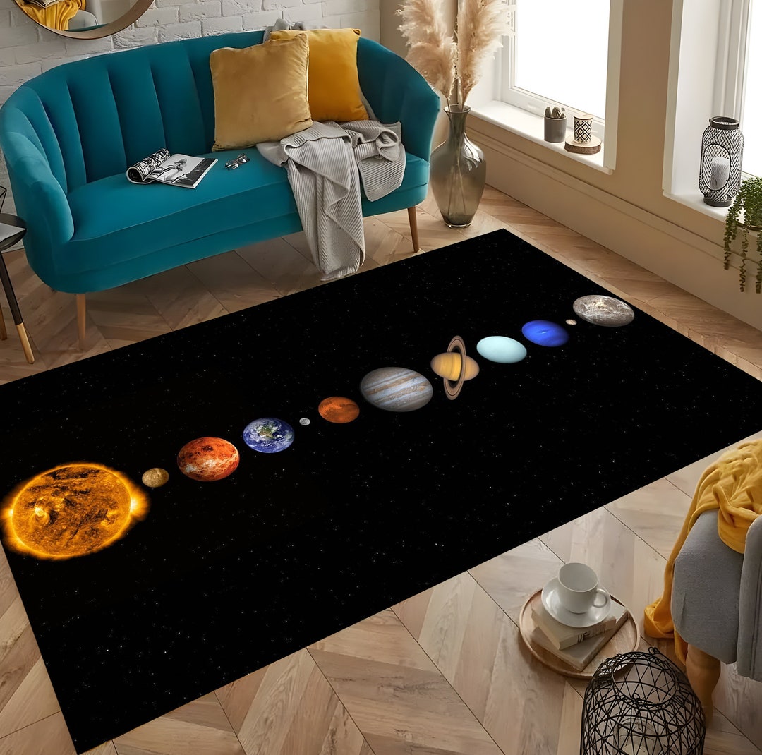 Solar System Themed Rug Planets Themed Rug Stars Rug Kids - Etsy